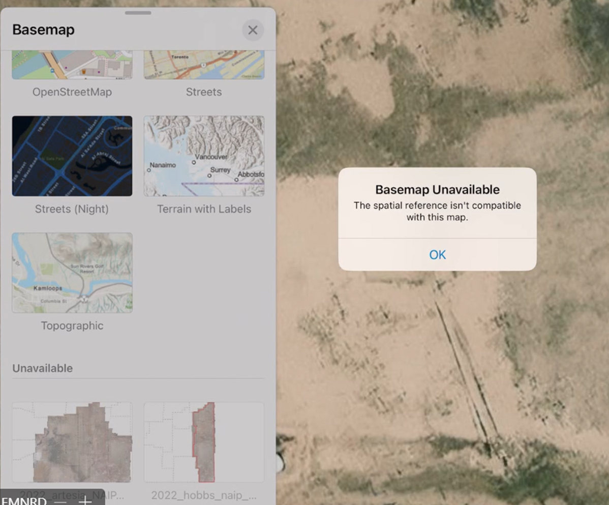 Basemap “spatial reference isn't compatible.” - Esri Community