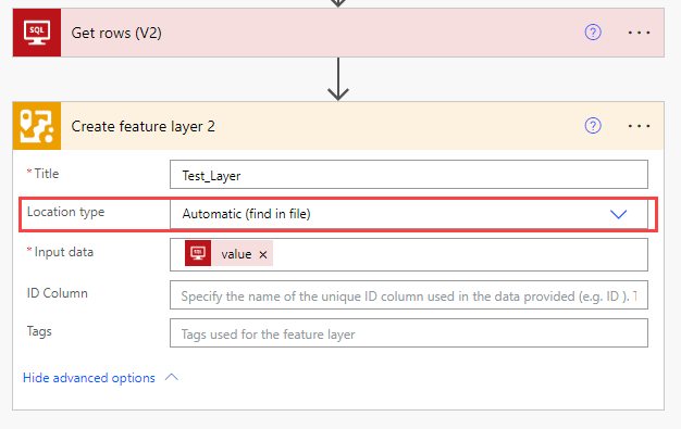 Create Feature Layer Action Location Type Field Esri Community