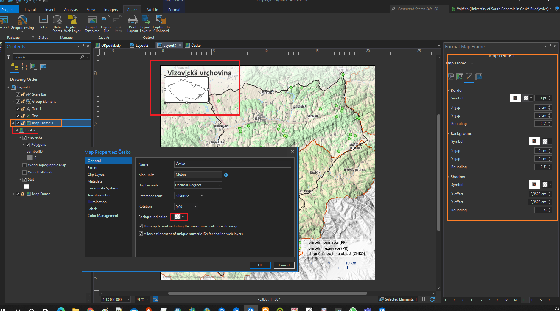 Solved: Transparentní Map frame - Esri Community