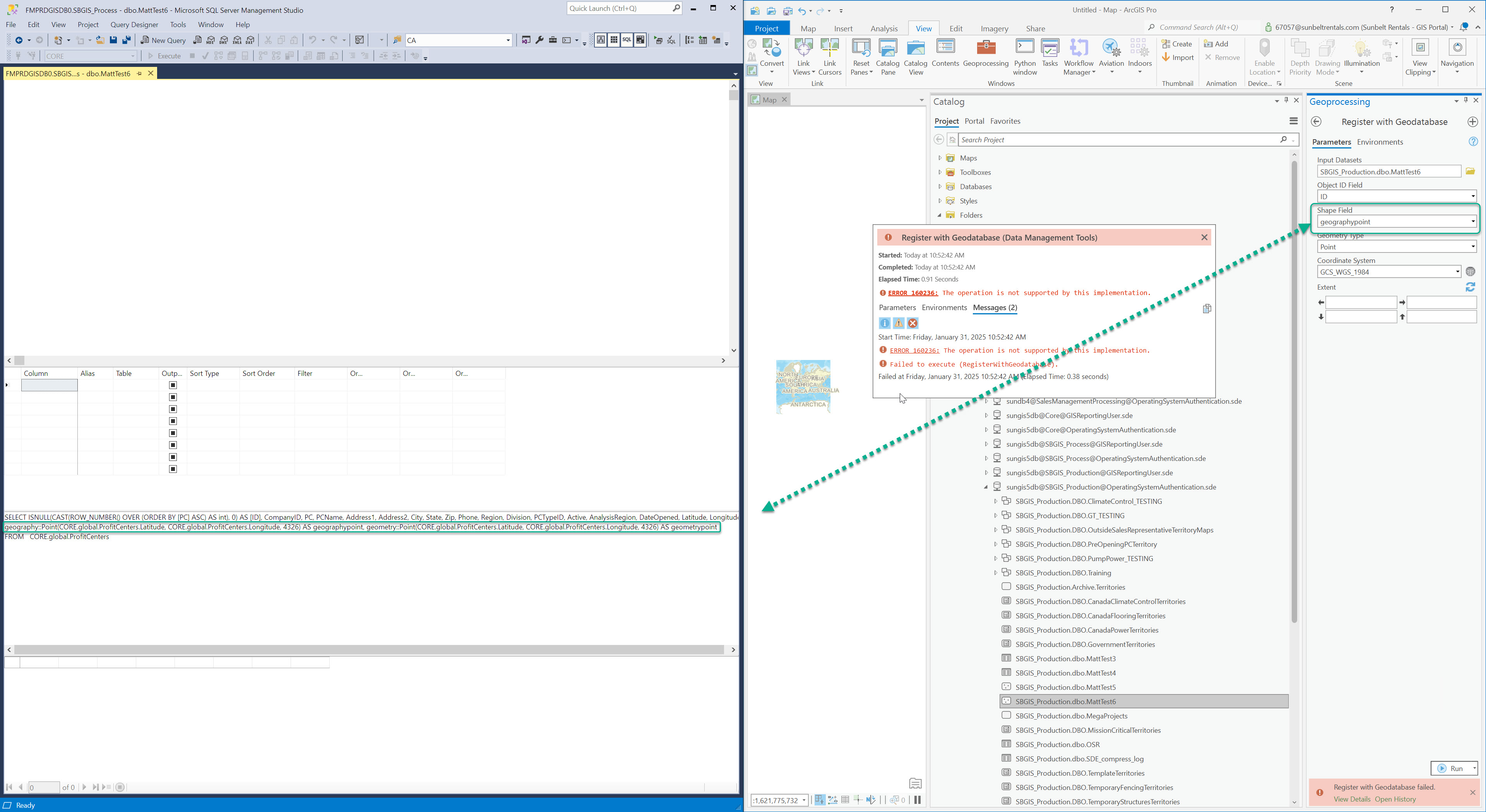 Solved How To Use Geography Or Geometry Function In A Sql Esri Community