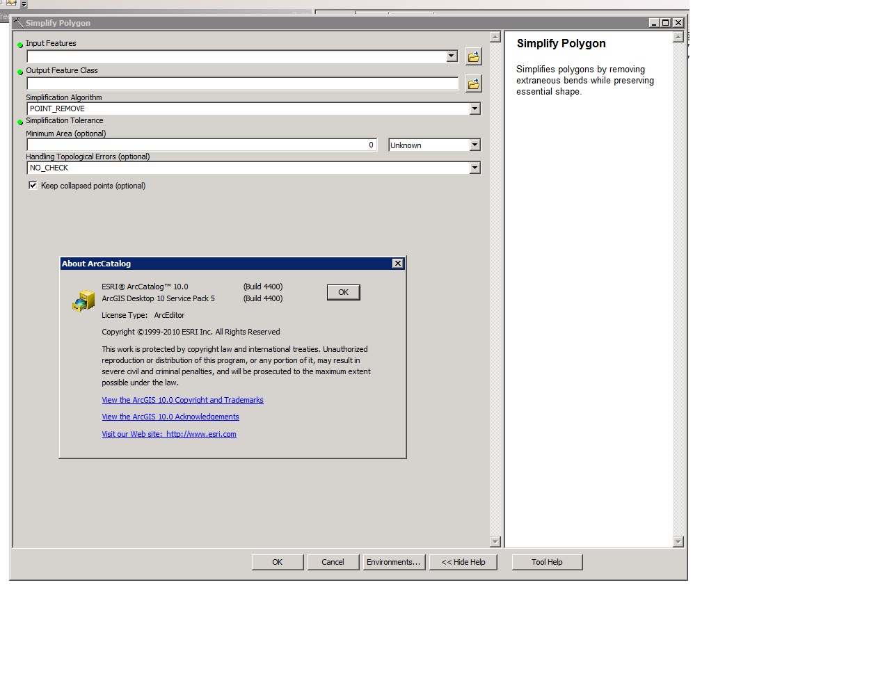 Tool (Simplify Polygon) parameter is not visiable ... - Esri Community