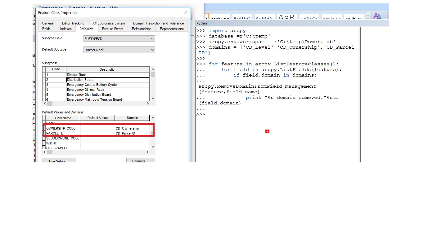 Solved: How to Remove domain from field for gdb - Esri Community