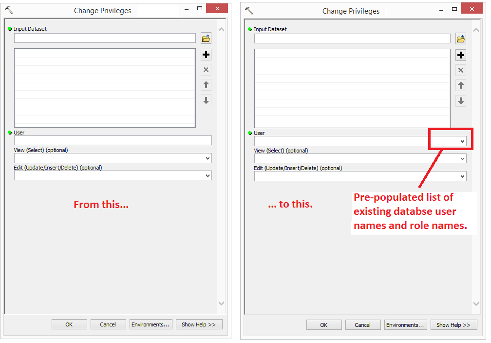 Dropdown list of roles and users in Geodatabase Ad... - Esri Community