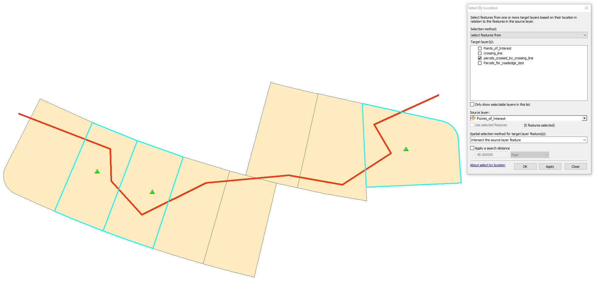 Solved: Selecting Polygons Overlayed by Polylines - Esri Community