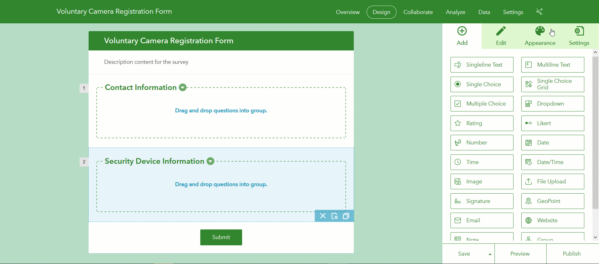 How to create a Voluntary Camera Registration form... - Esri Community