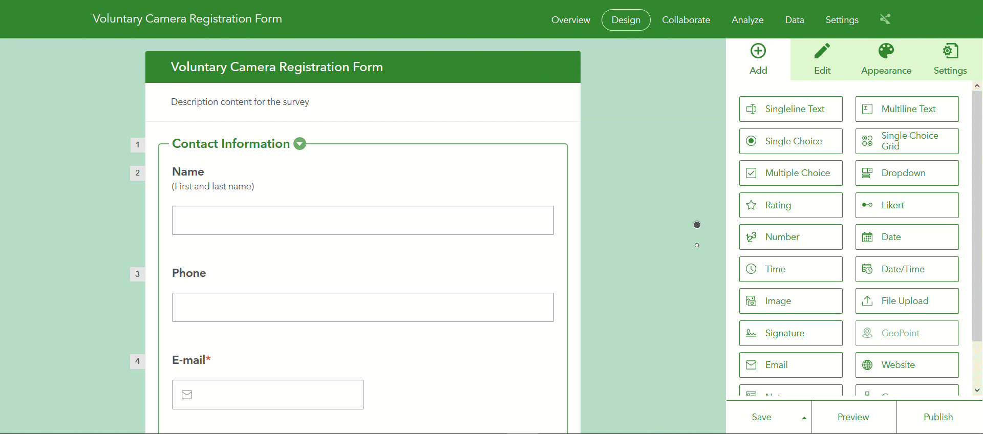 How to create a Voluntary Camera Registration form... - Esri Community