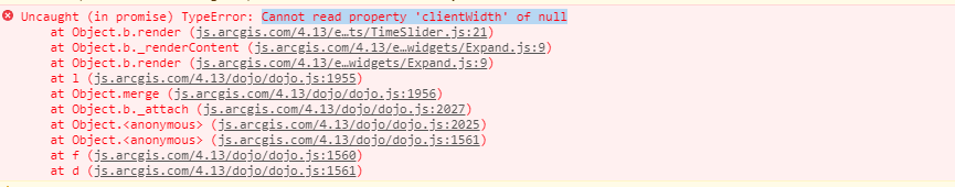 Solved Timeslider Console Error With Arcgis Js Api 413 Esri Community