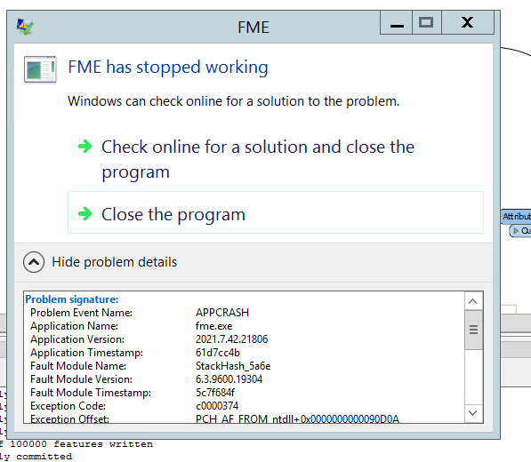 FME Heap Corruption Error when using Esri ArcSDE w... - Esri Community