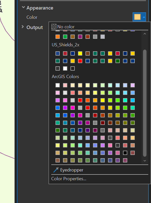 Colors grouped diagonally in drop down - Esri Community