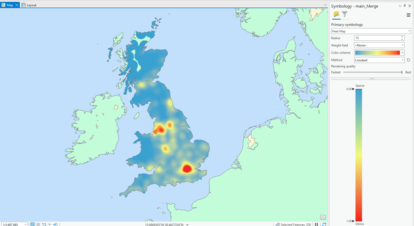 Heatmap changing in layout export - Esri Community