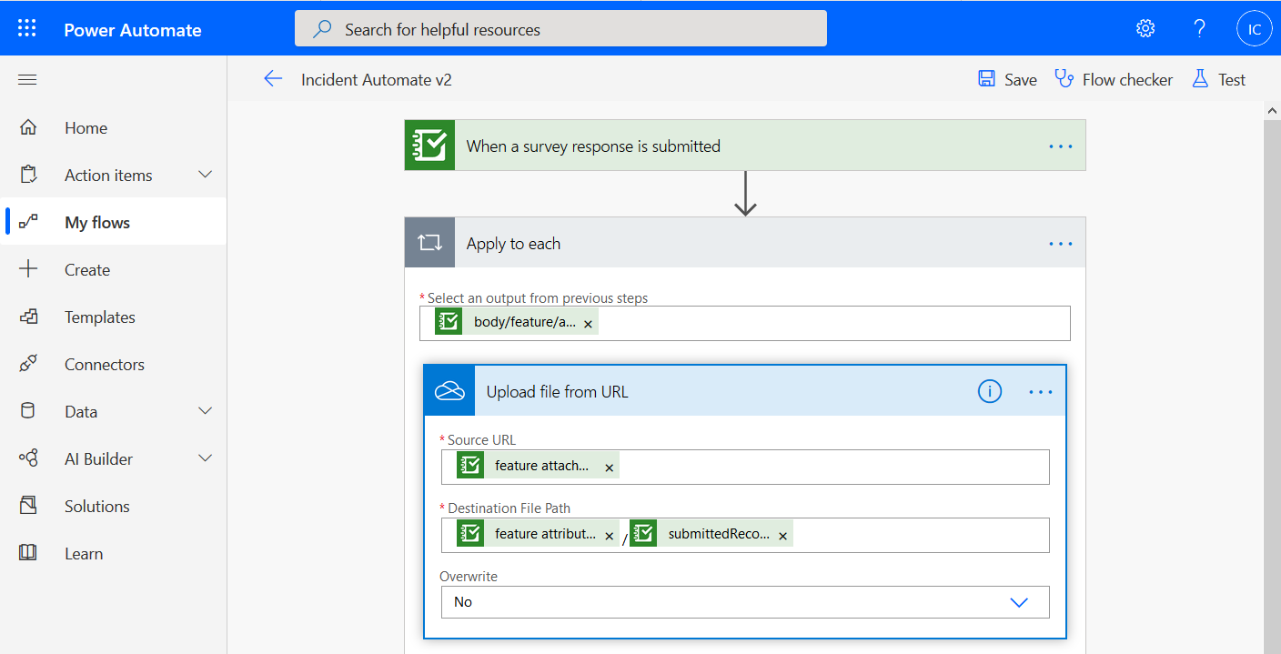 Survey123 attachmenrs in Microsoft Power Automate