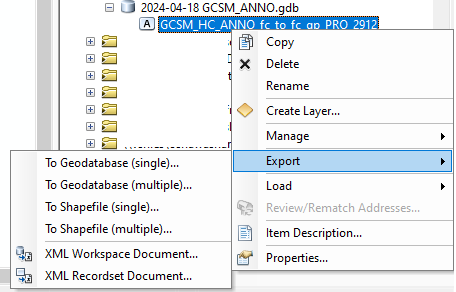 Catalog Pane — Context menu option to export annot... - Esri Community