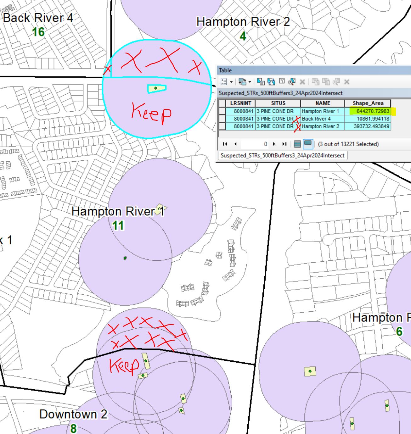 Solved: Attempting to delete parts of buffers that overlap... - Esri Community