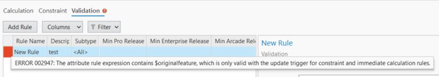 Solved: Validation Rules and $originalfeature - Esri Community
