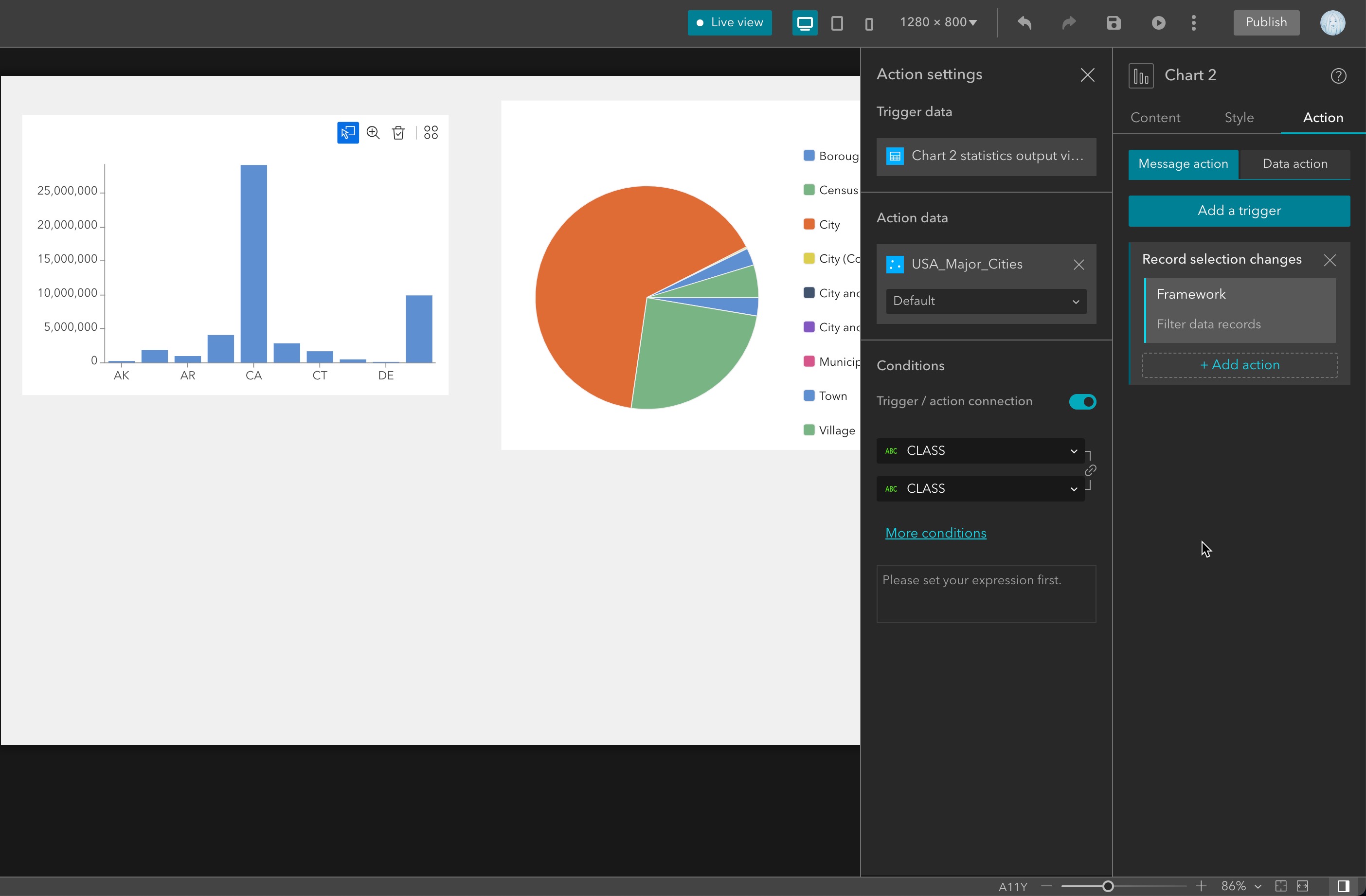 Solved: Action one chart to another - Esri Community