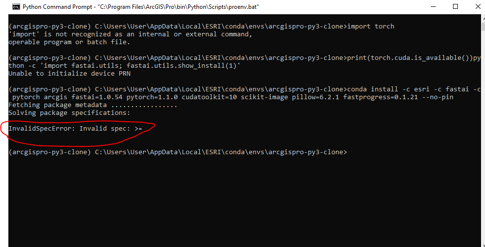 Exception: This module requires fastai, PyTorch an... - Esri Community