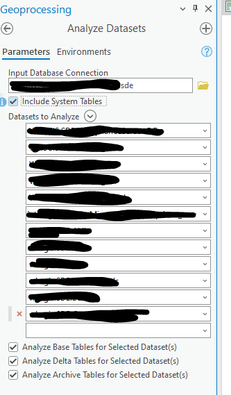 Solved: Analyze Datasets tool - Datasets to Analyze mainte... - Esri Community