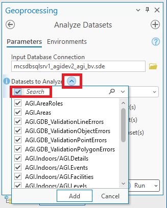 Solved: Analyze Datasets tool - Datasets to Analyze mainte... - Esri Community