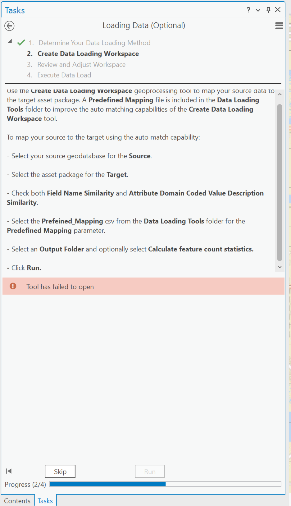 Create Data Loading Workspace error: "tool has fai... - Esri Community