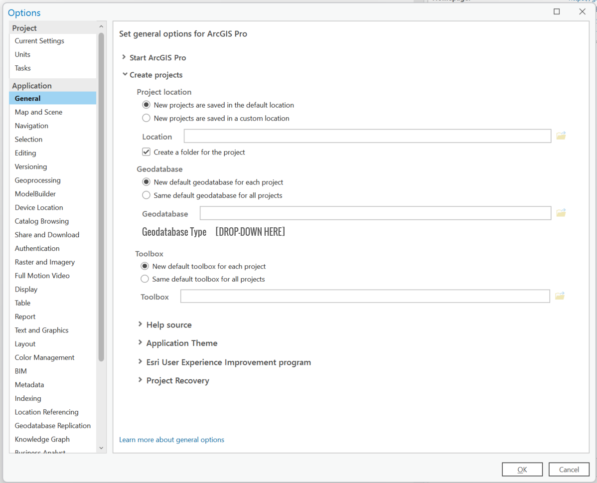 Select Type of Default Geodatabase to be Created i... - Esri Community