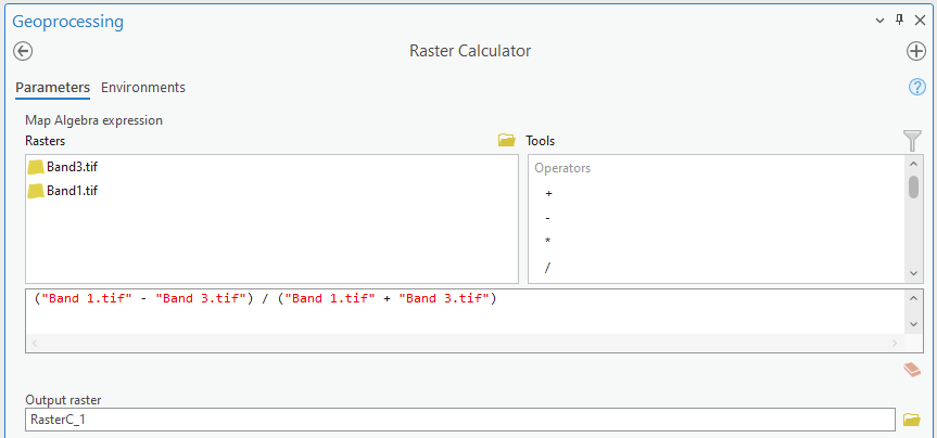 Band Arithmetic Outputs, how to create a new file? - Esri Community