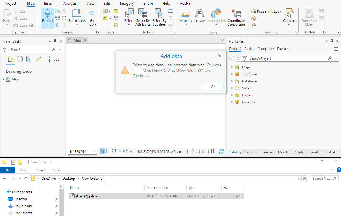 Open .pitemx file in ArcGIS Pro using File Explore... - Esri Community