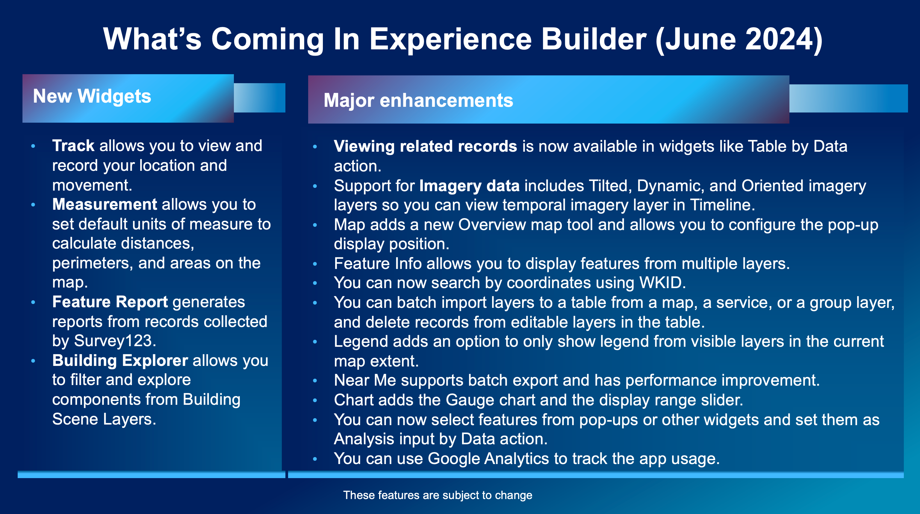 What's Coming in Experience Builder in ArcGIS Online June 2024