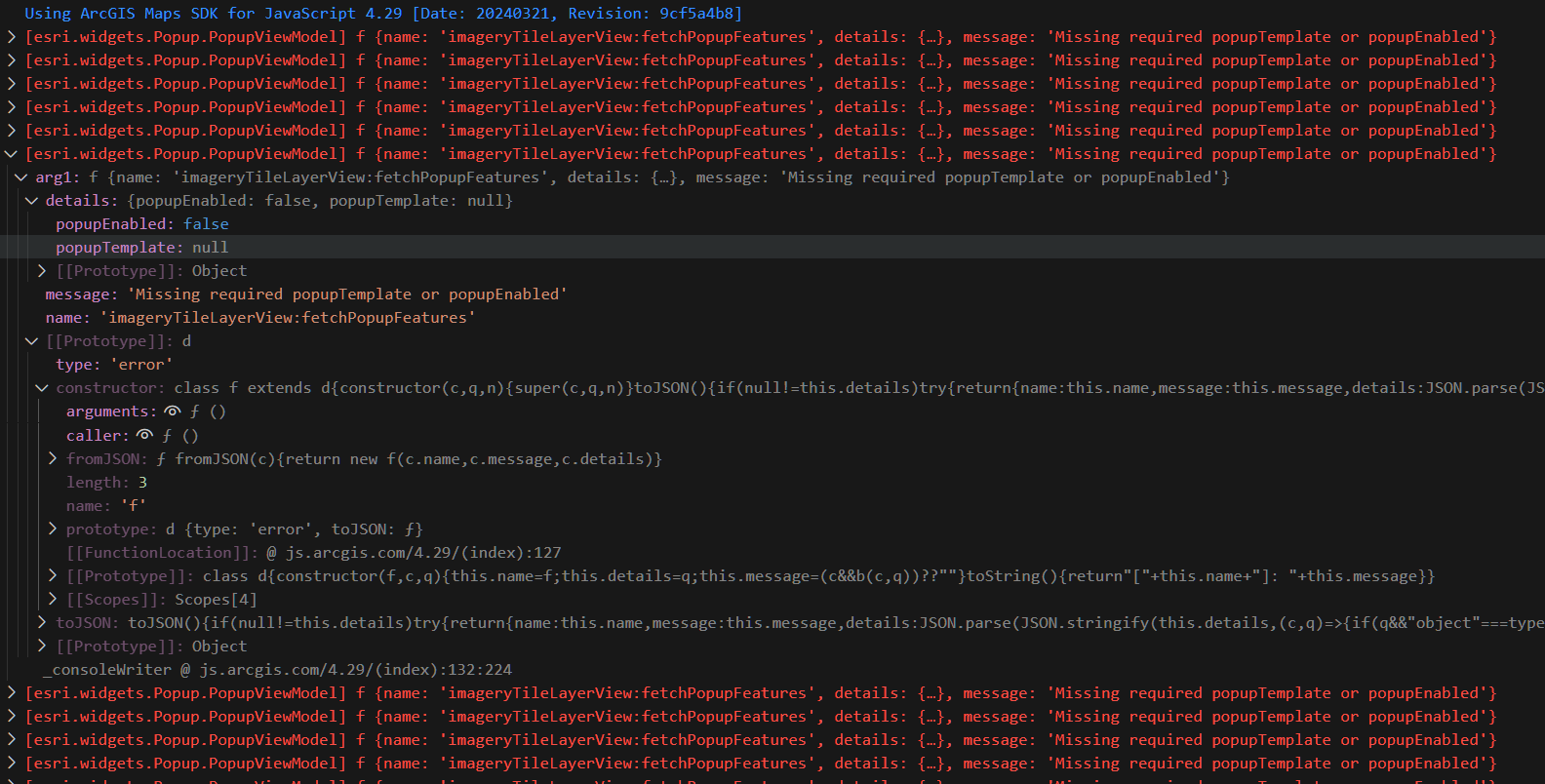 Missing required popupTemplate or popupEnabled in ... - Esri Community