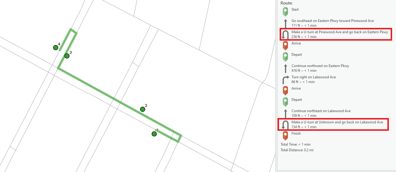 Solved: How to Avoid U-Turns in Routing Directions - Esri Community