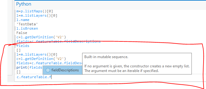 Solved: cim_lyr.featureTable.fieldDescriptions returns an ... - Esri ...