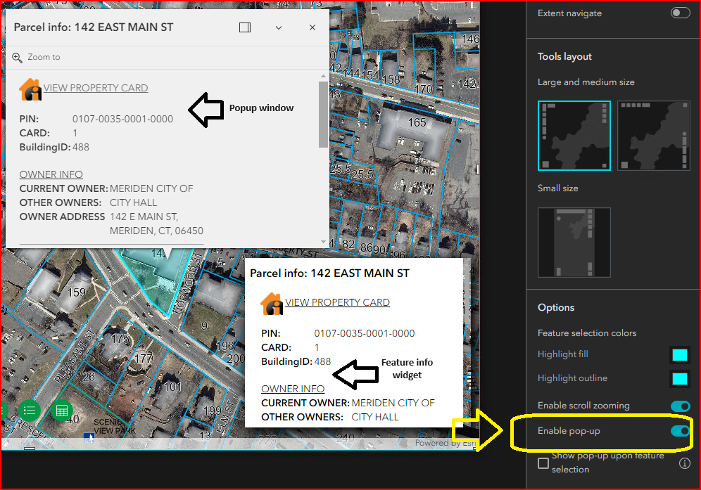 Solved: Displaying popup only in Feature Info widget. - Esri Community