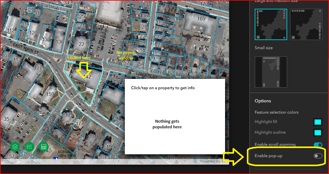 Solved: Displaying popup only in Feature Info widget. - Esri Community