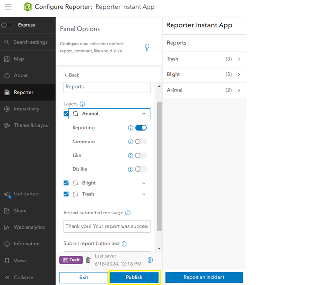 Reporter, Crowdsource Reporter, ArcGIS Online