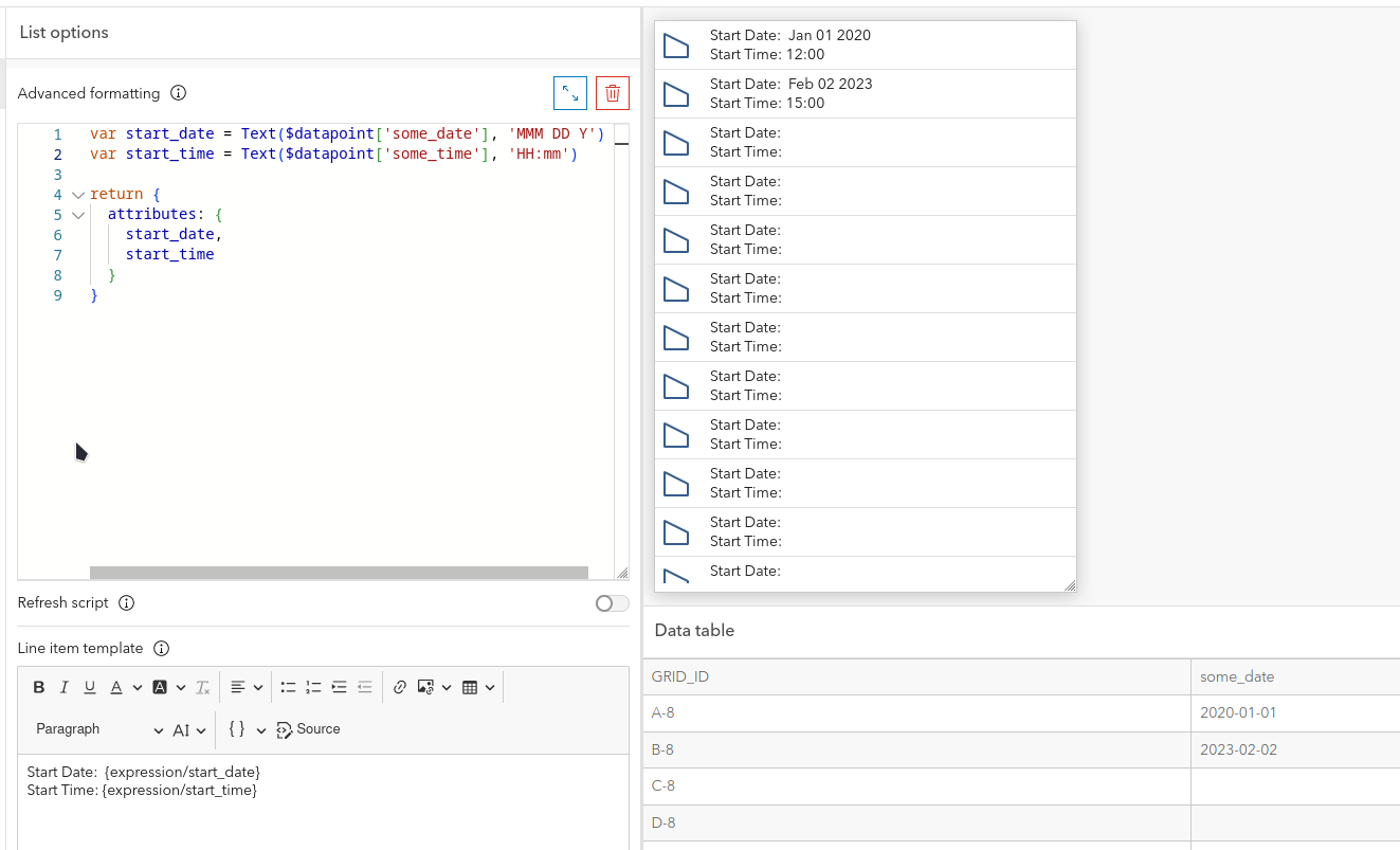 Solved: Operations dashboard widget list no showing date a... - Esri Community