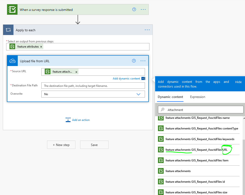 Survey123 attachmenrs in Microsoft Power Automate