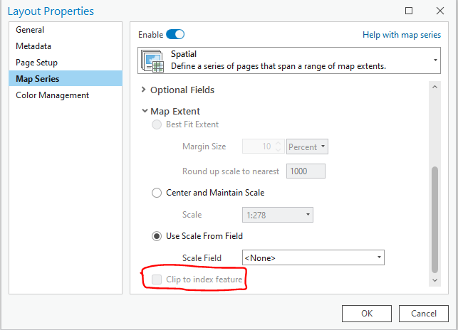 Solved: Map Series- clip to index feature greyed out - Esri Community