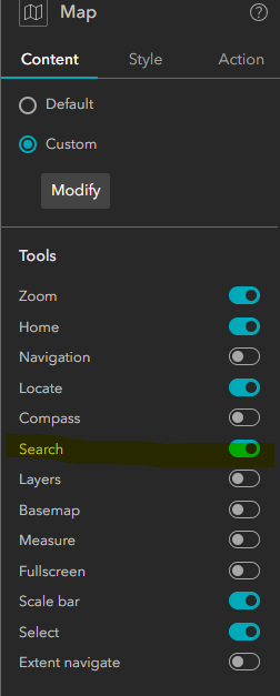 Search tool of the Map widget vs. Search Widget (E... - Esri Community