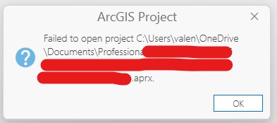 Trouble opening projects (Failed to open project) - Esri Community
