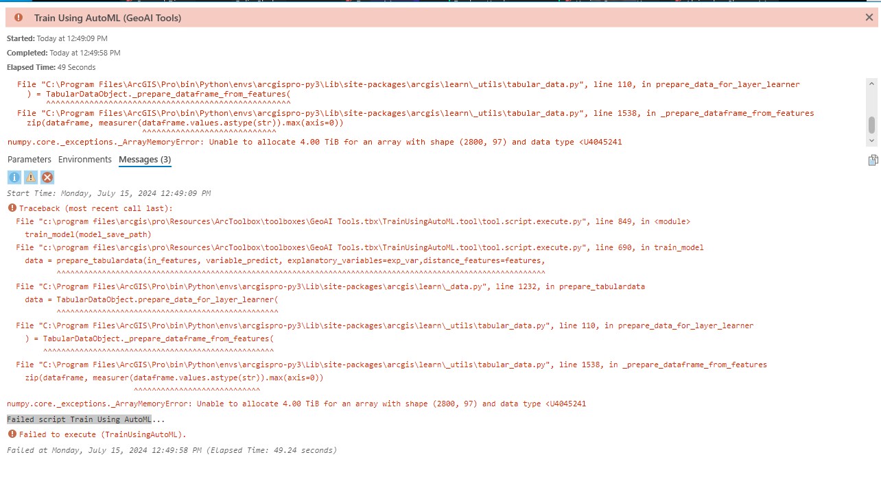 Failed script Train Using AutoML - Esri Community