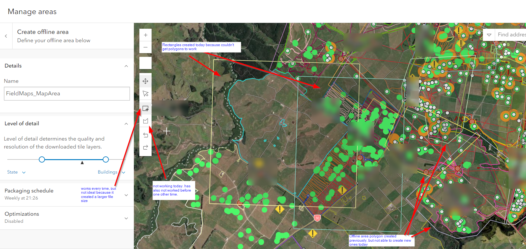 Create offline area - Can't create as a polygon. O... - Esri Community