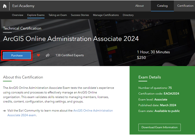 Take an Exam | Esri Technical Certification