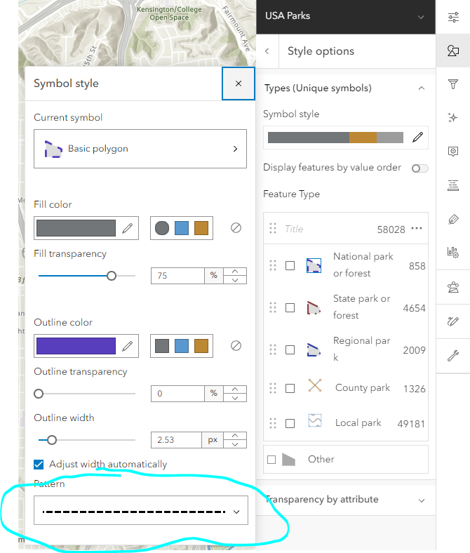 Dashed Pattern polygon outline symbology does not ... - Esri Community