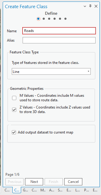 Create Feature Class wizard — Indicate why Finish ... - Esri Community