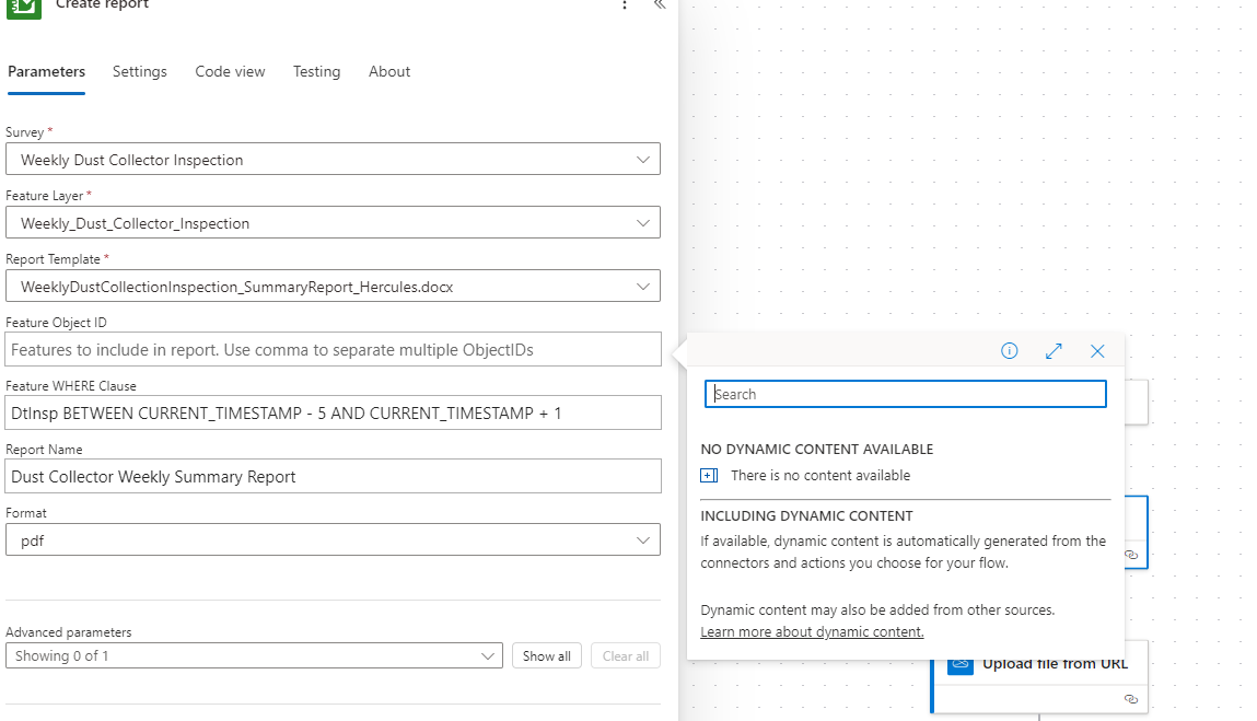 Power Automate Create Report Missing Dynamic Conte Esri Community