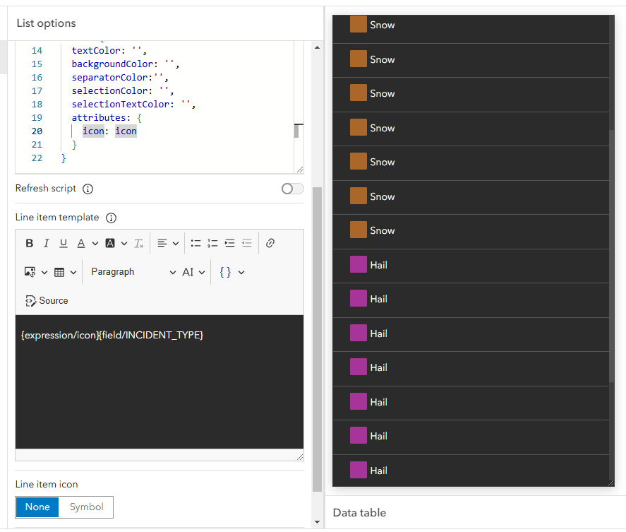 Solved: EB List Icon Advanced Formatting not accepting col... - Esri Community