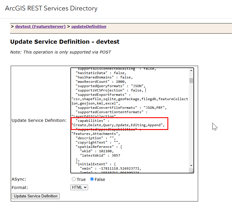 Solved: REST API /append is not enabled - Esri Community
