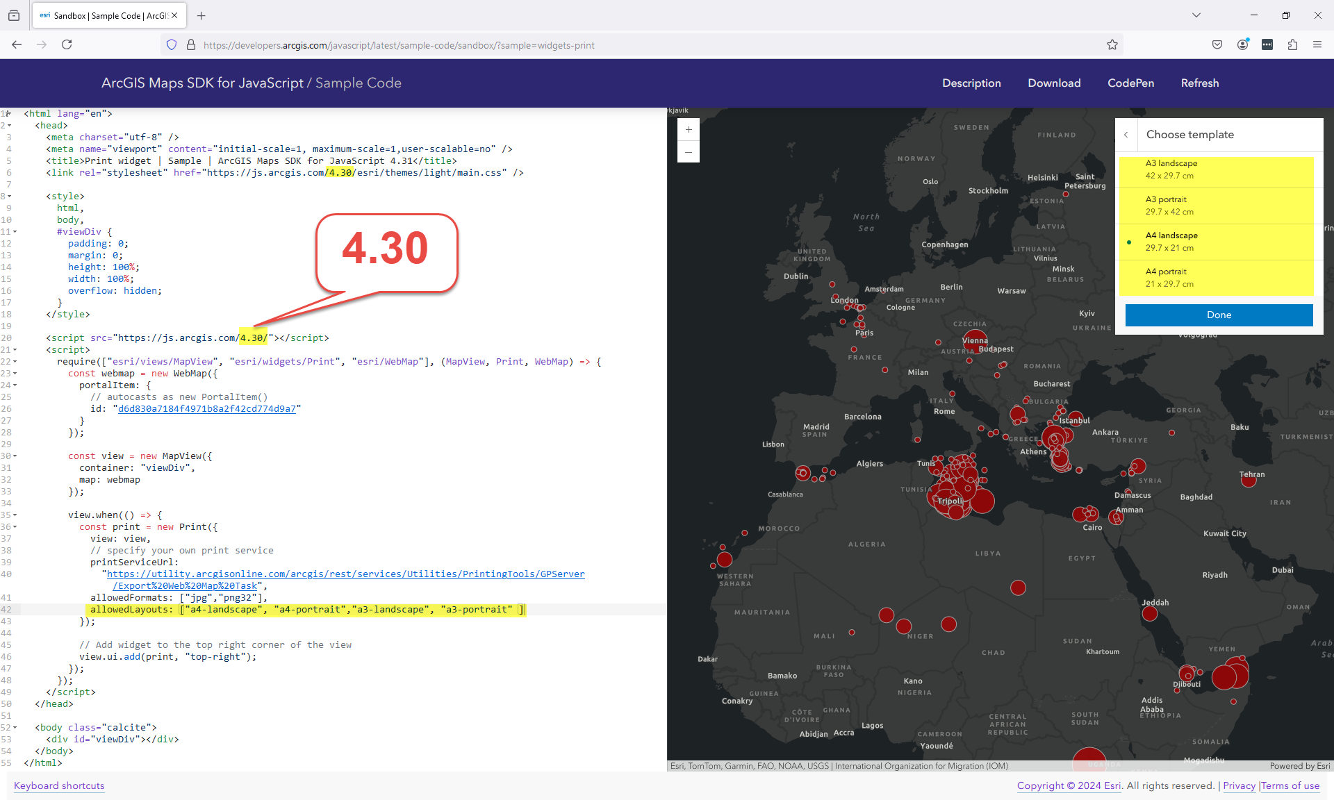 Solved: Print widget no longer respects allowedFormats aft... - Esri Community