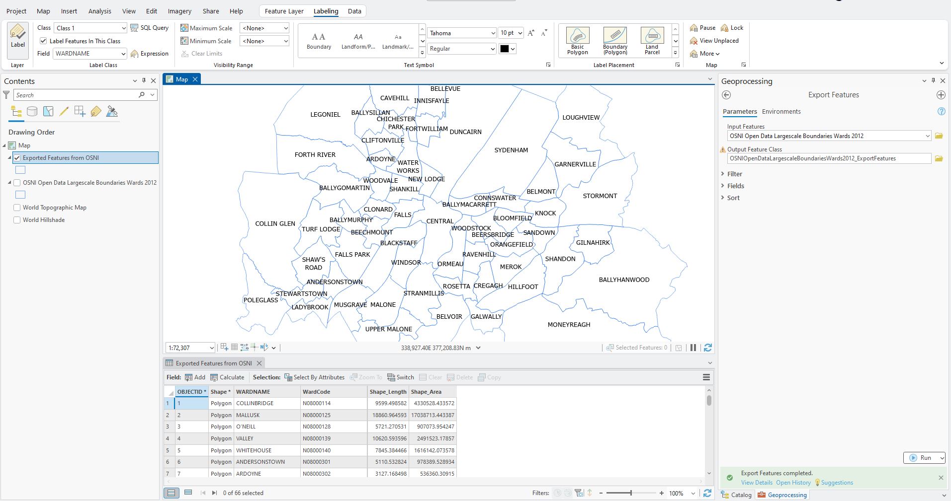 Exporting selected features to a new layer but lab... - Esri Community