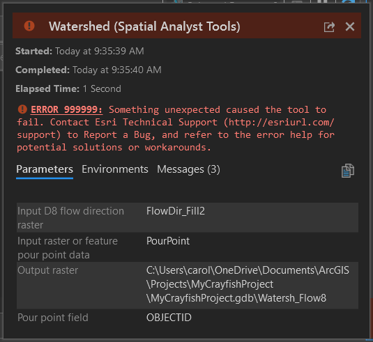 Trouble processing Watershed - Esri Community