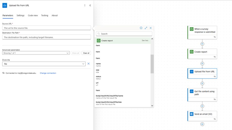 Problem creating a Survey 123 report action in Pow... - Esri Community